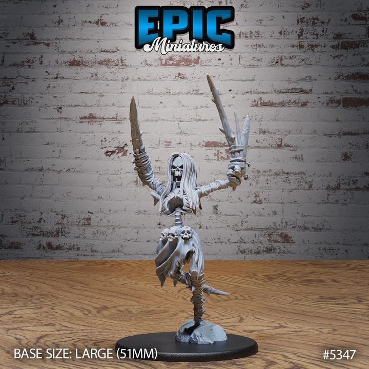 3D Printable Bone Abomination Attack / Skeleton Warrior / Skelet Fighter / Undead Female ...